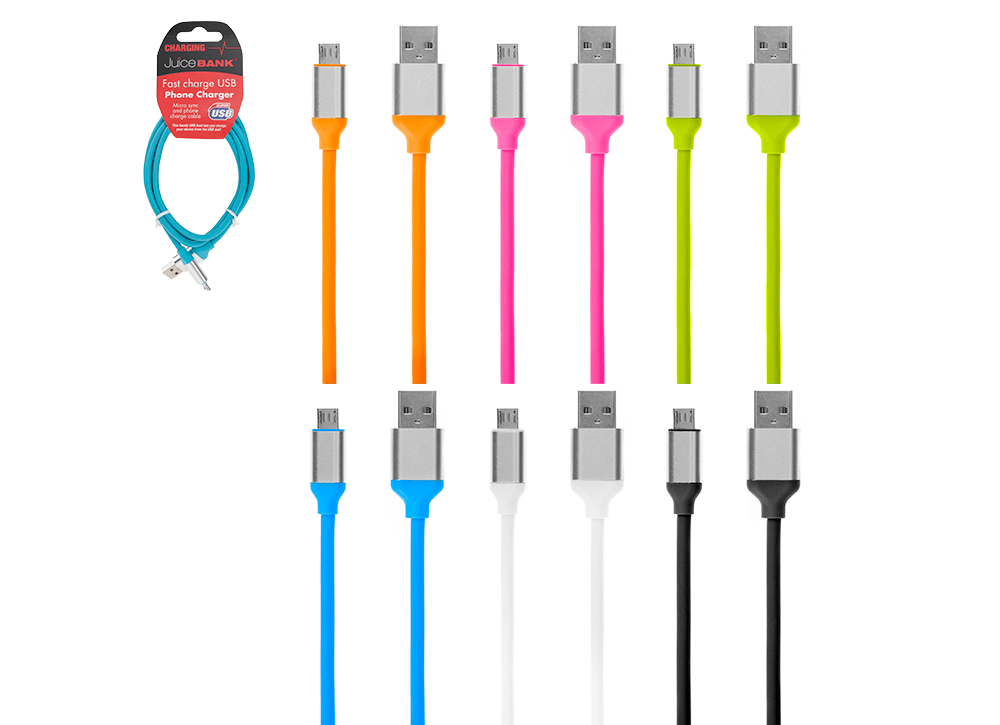 Juice Funky Neon Micro USB Cable Fast Charge Transfer Smart Phones GPS ...
